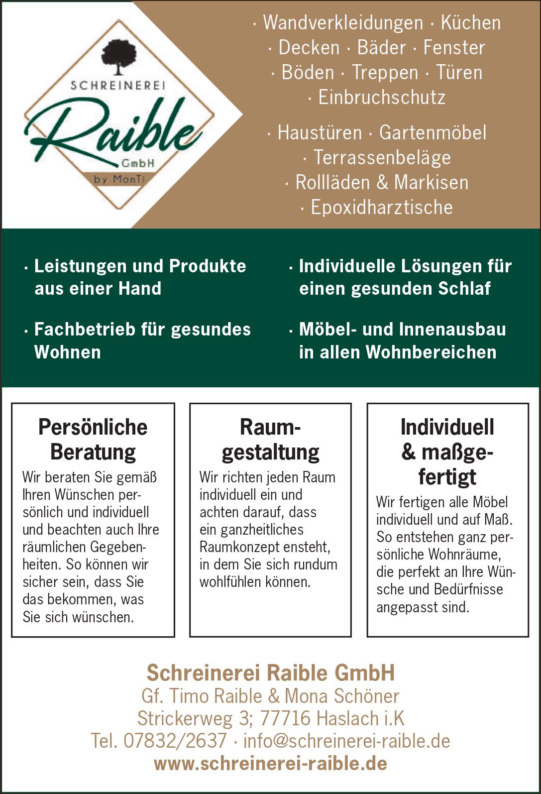 Schreinerei Raible GmbH - STARTSEITE